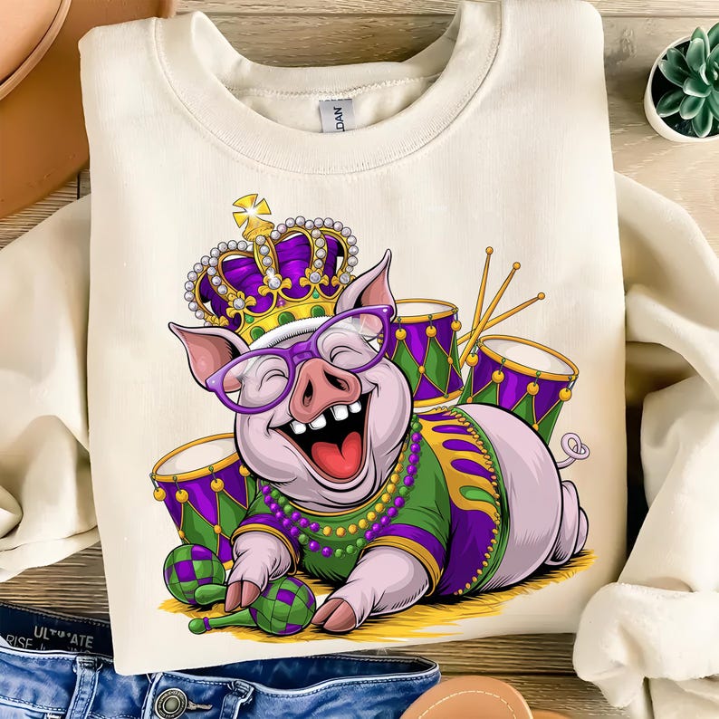 Pig Mardi Gras Png Sublimation Design Download, Happy Mardi Gras Png ...