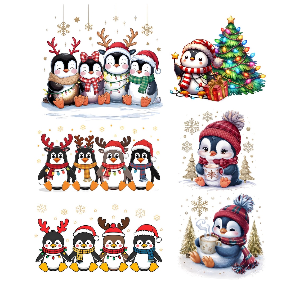 Penguin Christmas Png Bundle, Penguin Christmas Svg, Gift Penguin ...