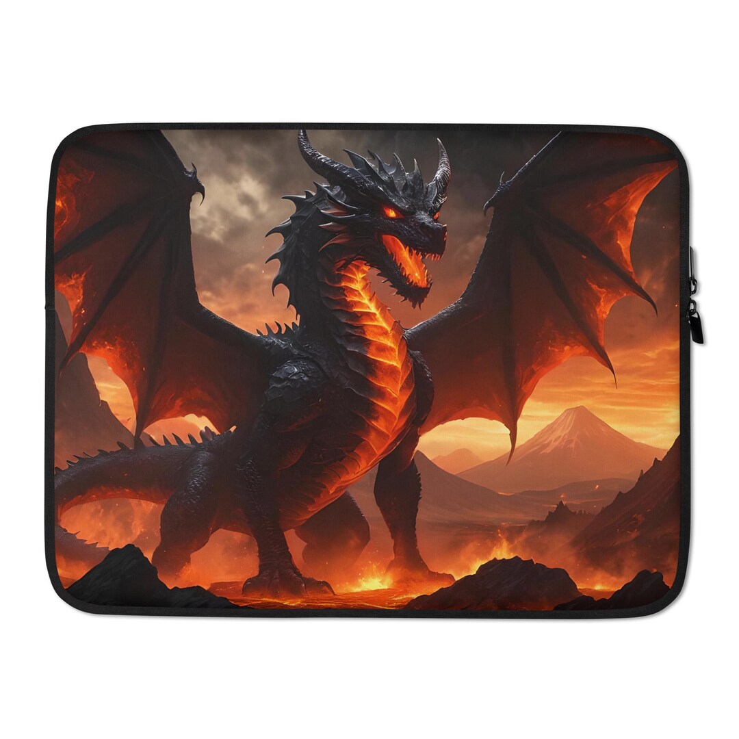 CUSTOM-PERSONALIZED Wyvern Dragon Laptop Sleeve + Faux Fur Lining ...