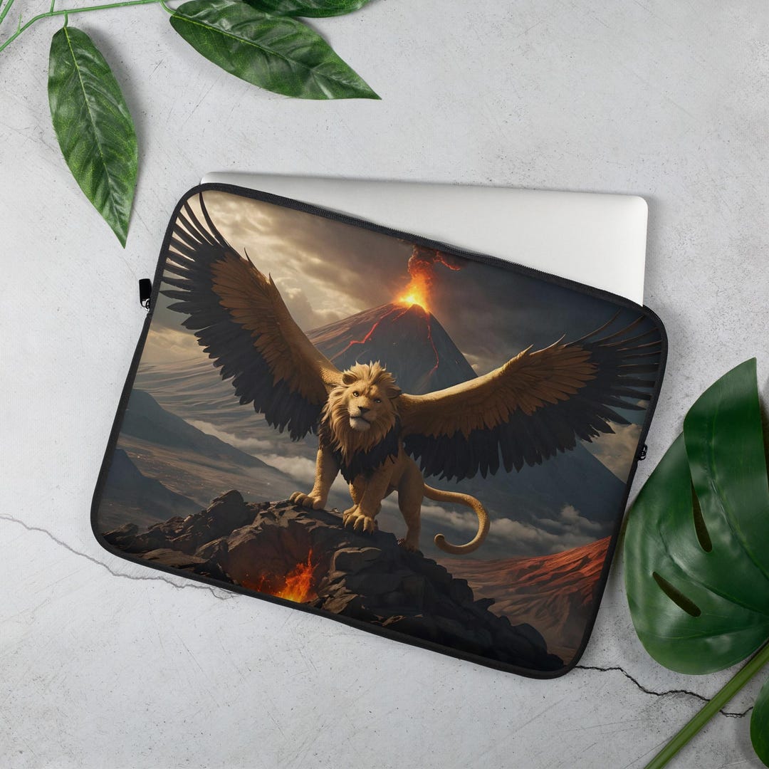 Chimera Lion Eagle Mythical Creatures Laptop Sleeve Faux Fur Lining ...