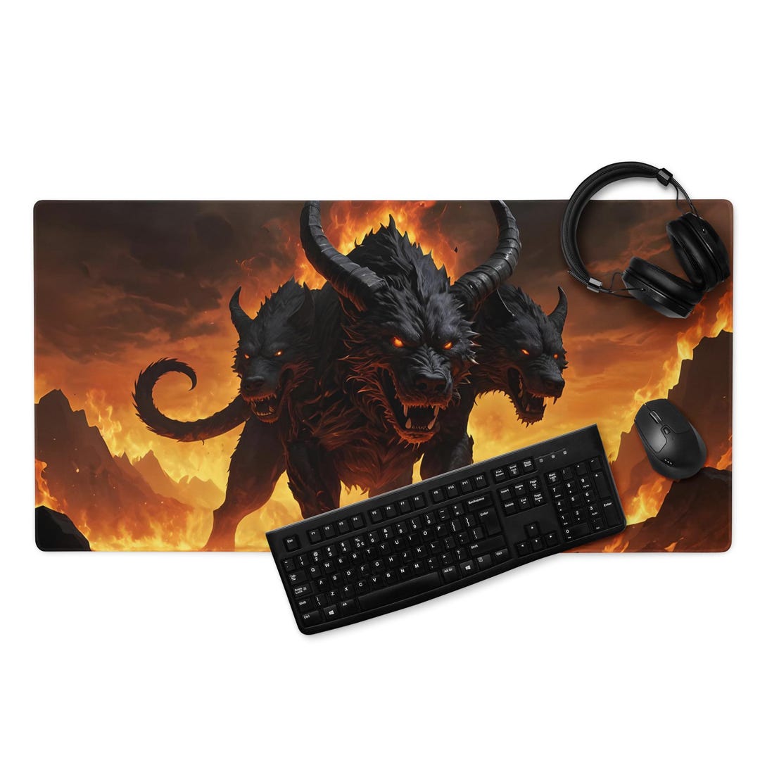 CUSTOM-PERSONALIZED Cerberus Hellhound Gaming Mouse Pad XL Mythical ...