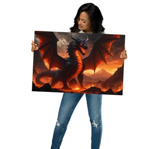 Wyvern Fire Dragon Poster Printed on High-quality Photo Paper Mythical ...