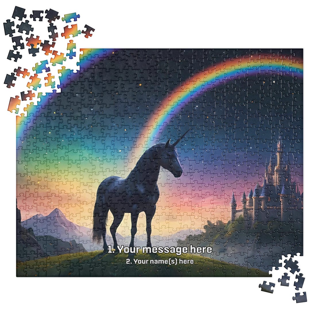 CUSTOM-PERSONALIZED Black Unicorn 250 500 Piece Jigsaw Puzzle Poster ...