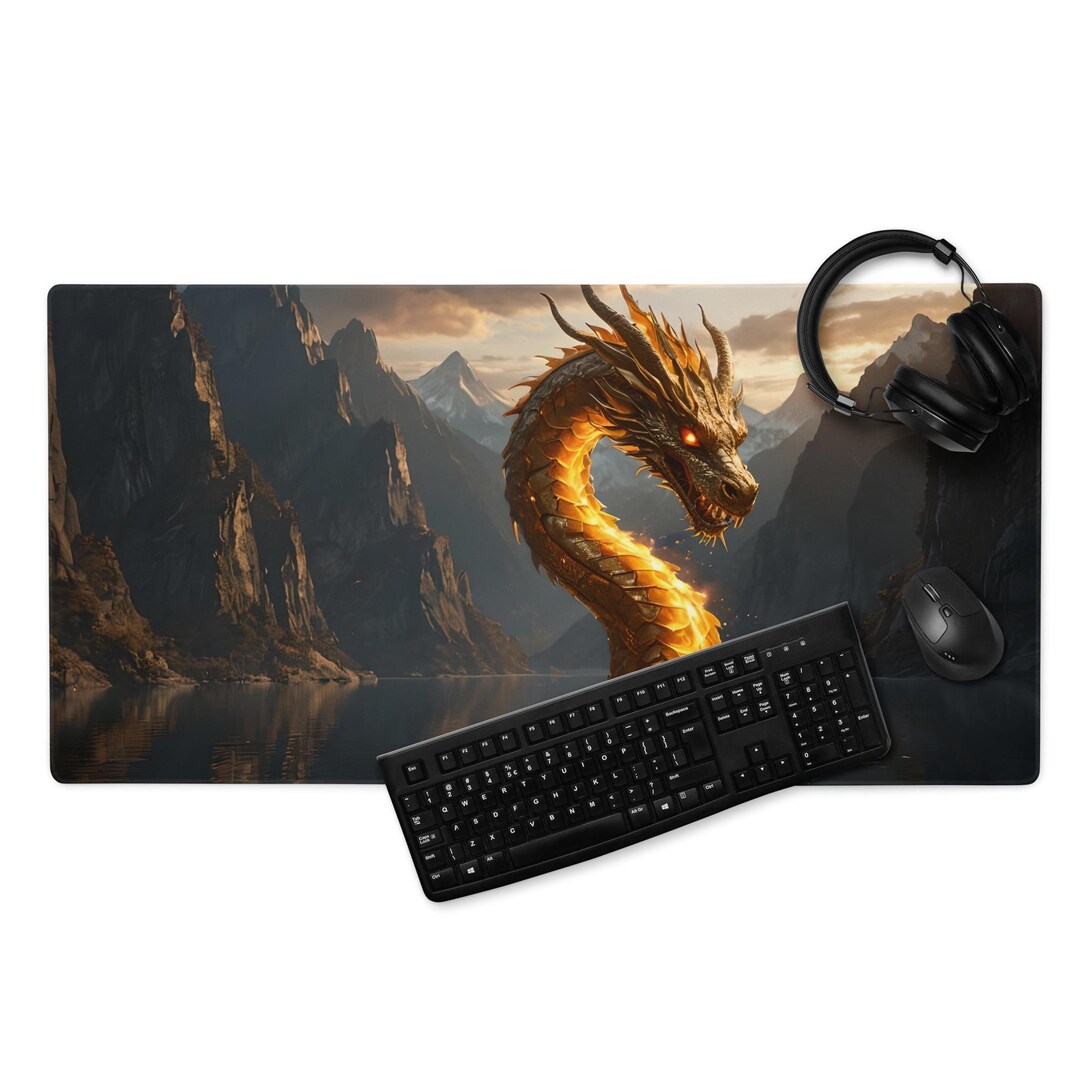 Custom Personalized Asian Dragon Gaming Mouse Pad XL Mythical Creature ...