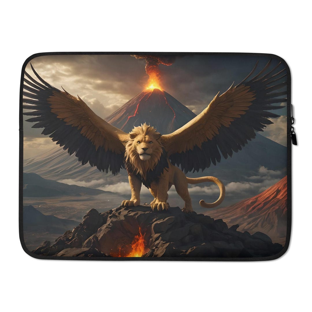 CUSTOM-PERSONALIZED Chimera Lion Laptop Sleeve + Faux Fur Lining ...
