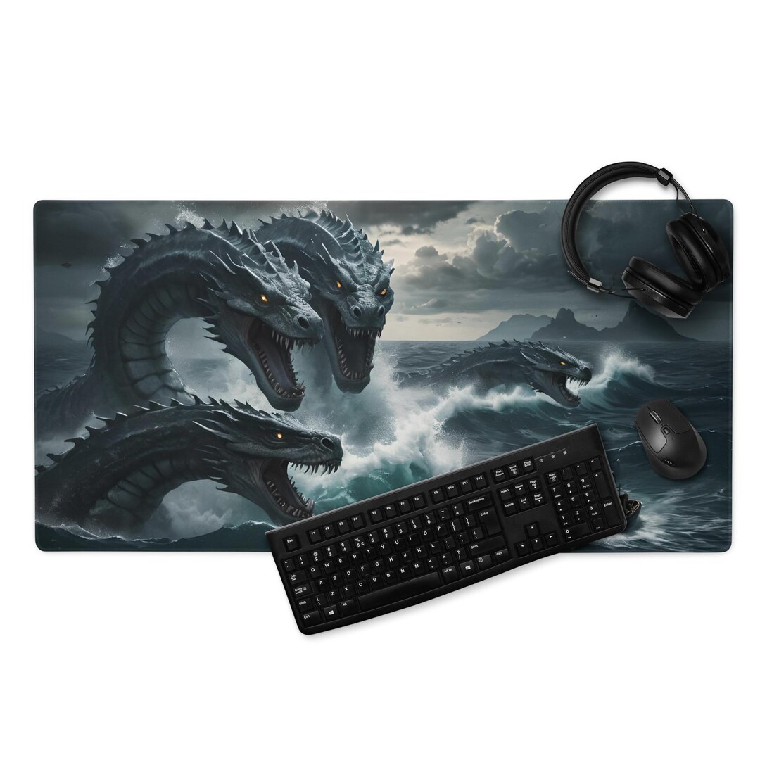 Hydra Dragon Gaming Mouse Pad XL, Mythical Office Desk Mat - Etsy
