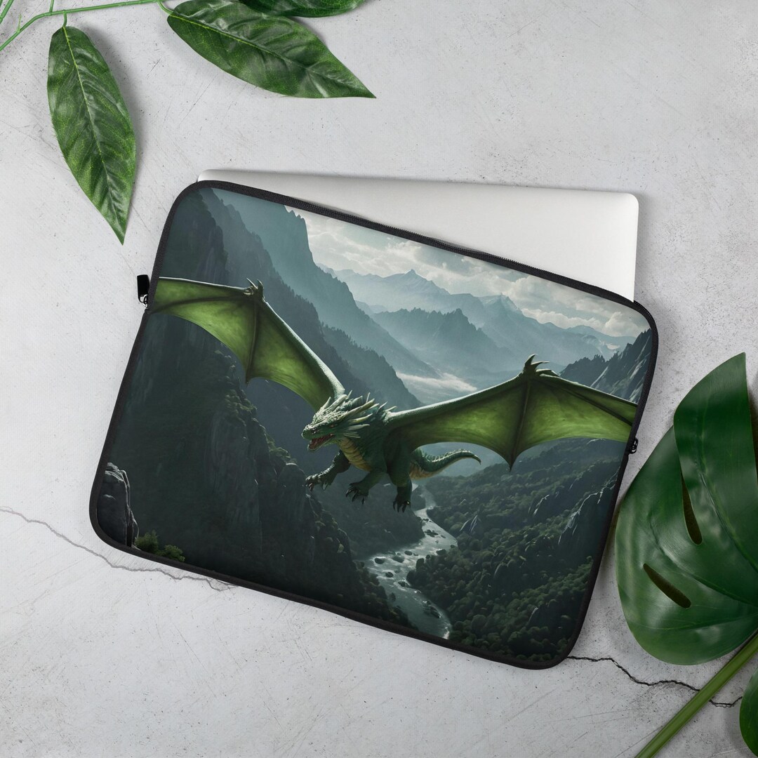 Custom Personalized Wyvern Dragon Laptop Sleeve Faux Fur Lining ...