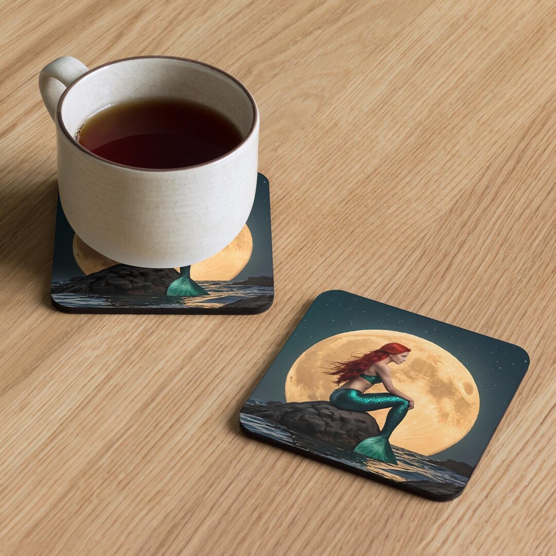 Beautiful Mermaid Mythical Creature Cork-back Coaster the Little ...