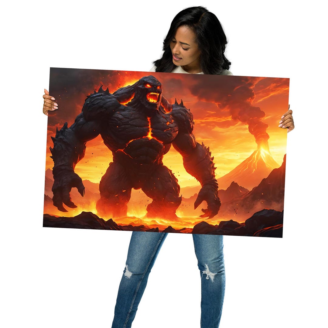Giant Lava Golem Monster Poster Printed on High-quality Photo Paper ...