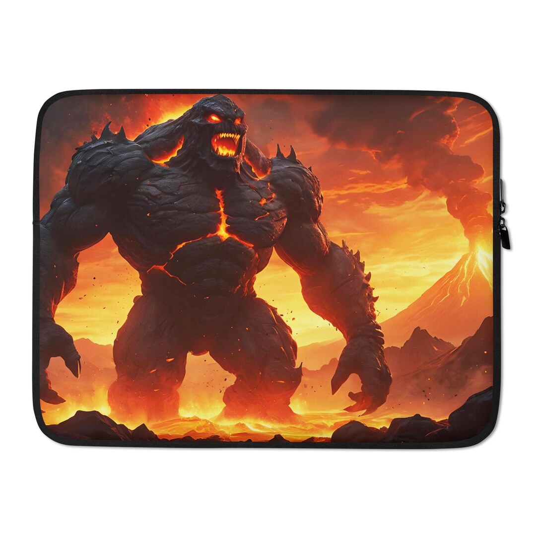 CUSTOM-PERSONALIZED Giant Golem Monster Laptop Sleeve + Faux Fur Lining ...