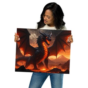 Wyvern Fire Dragon Poster Printed on High-quality Photo Paper Mythical ...