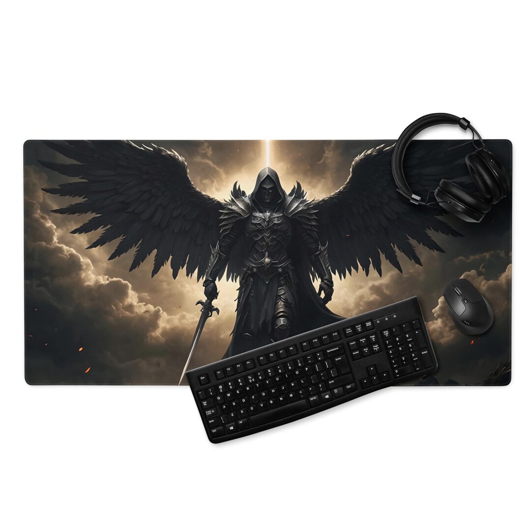 CUSTOM-PERSONALIZED Dark Fallen Angel Gaming Mouse Pad XL Mythical ...