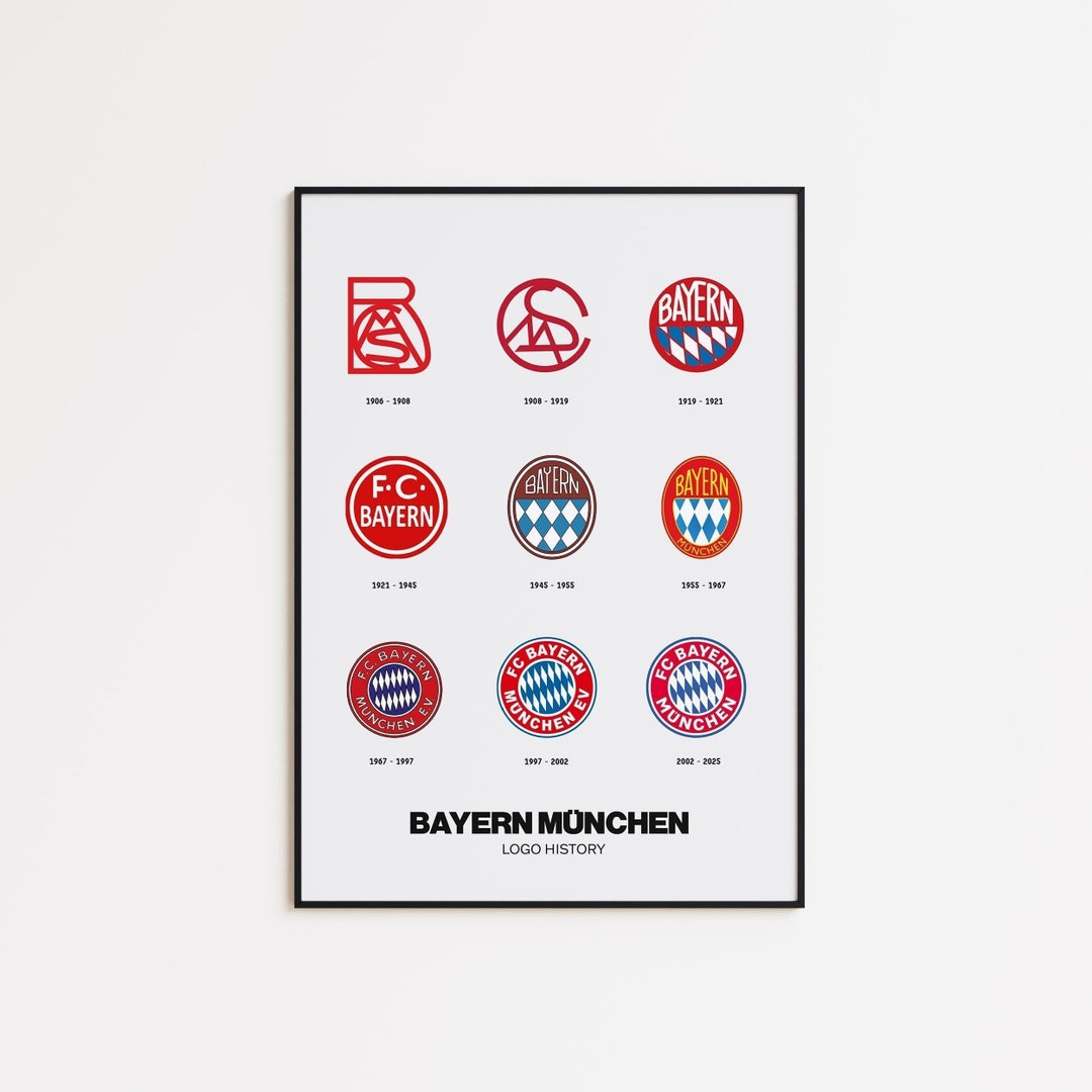 Bayern München L Logo Poster Badge History Football Poster Wall ...