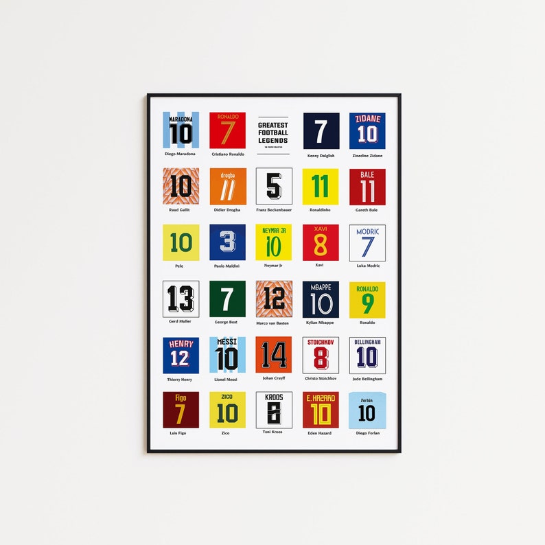 The Greatest Football Legends Poster Retro Soccer Wall Art Ideal Gift ...