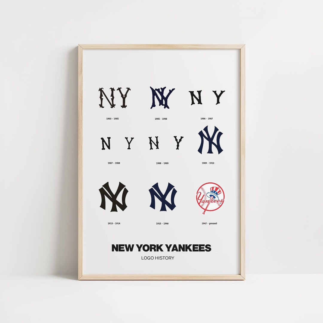 New York Yankees Logo History Poster Digital Download MLB Wall Art ...