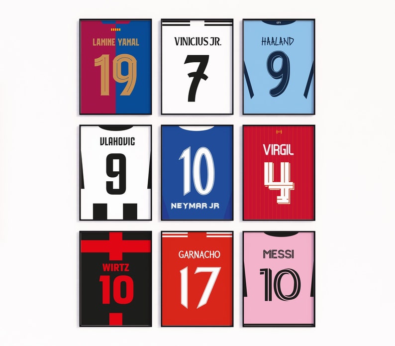 Football Poster Set of 9 Posters Digital Download Messi, Haaland ...