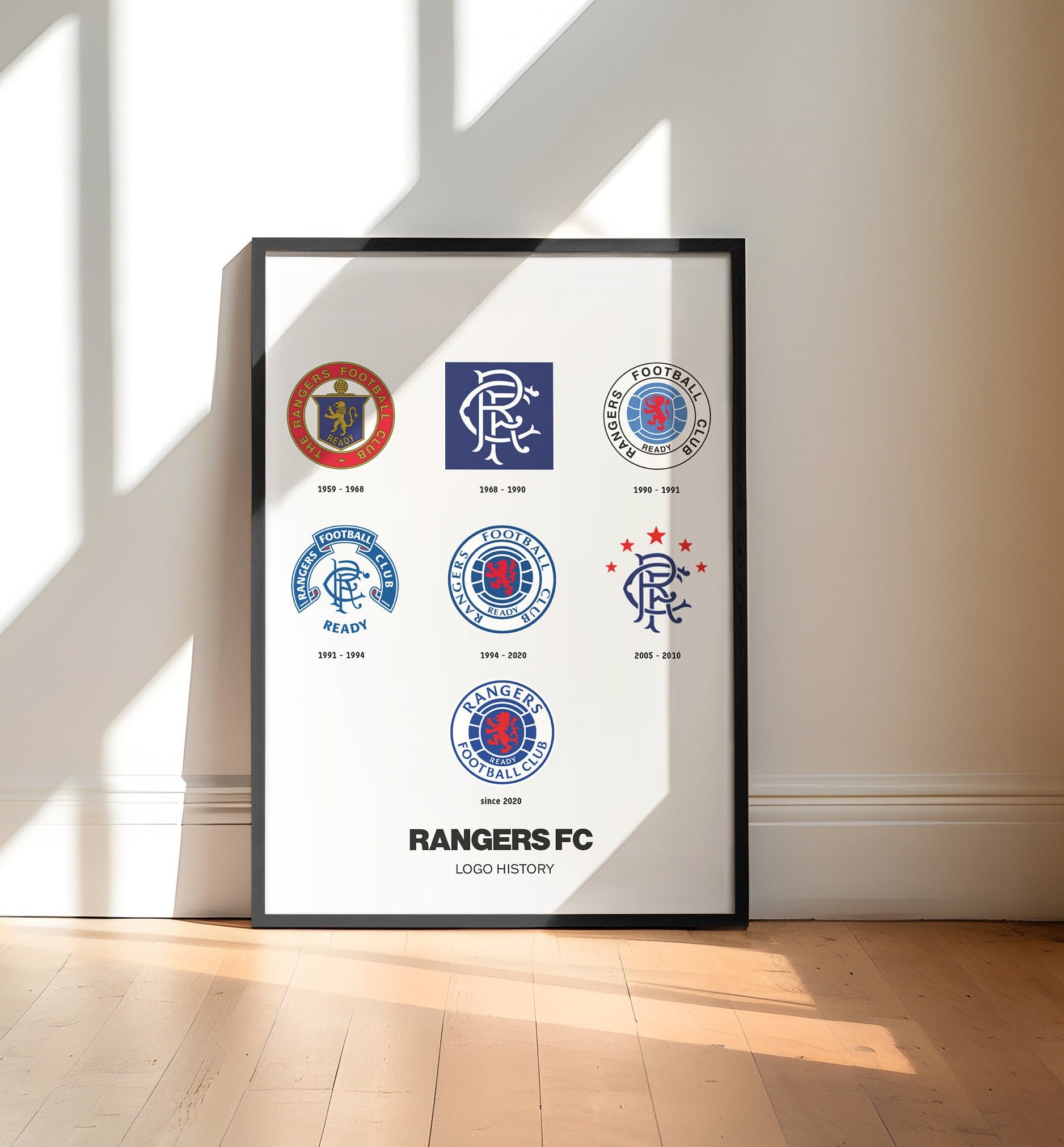 Rangers FC Logo Poster Soccer Poster Wall Decoration Football Wall Art ...