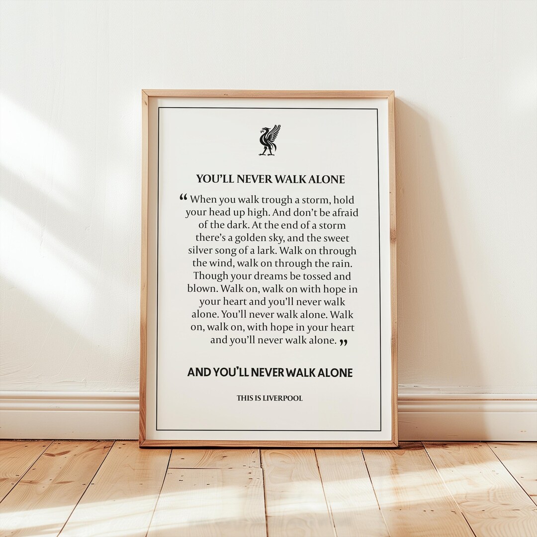 Youll Never Walk Alone Poster Liverpool FC Song Lyrics Football Wall ...