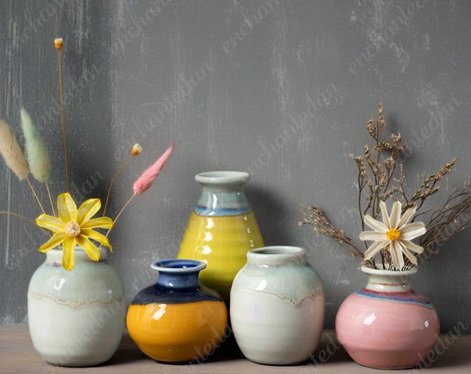 Glazed Ceramic Tiny Vases. Each One is Unique and Handmade in England ...