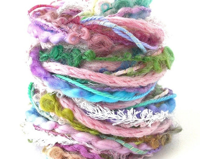 Art Yarn Bundle Hand Dyed Unique Wool Mixed Fiber Yarn Sampler Pack ...