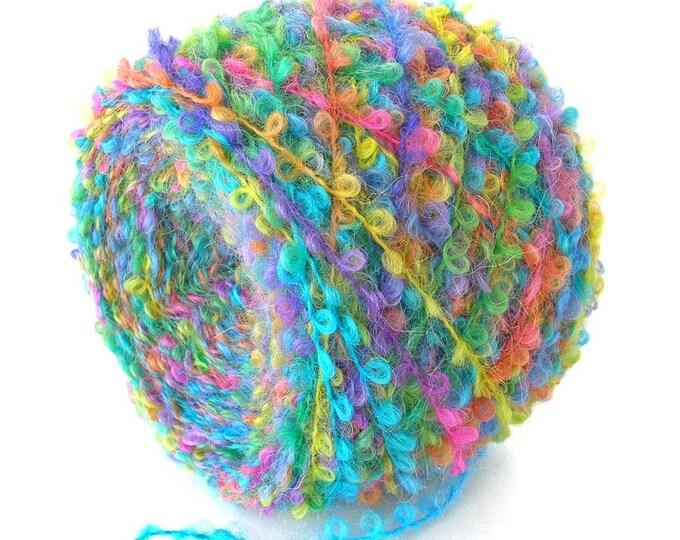 Hand Dyed Yarn Alpaca Merino Wool Nylon Boucle 320 Yards Colorful ...