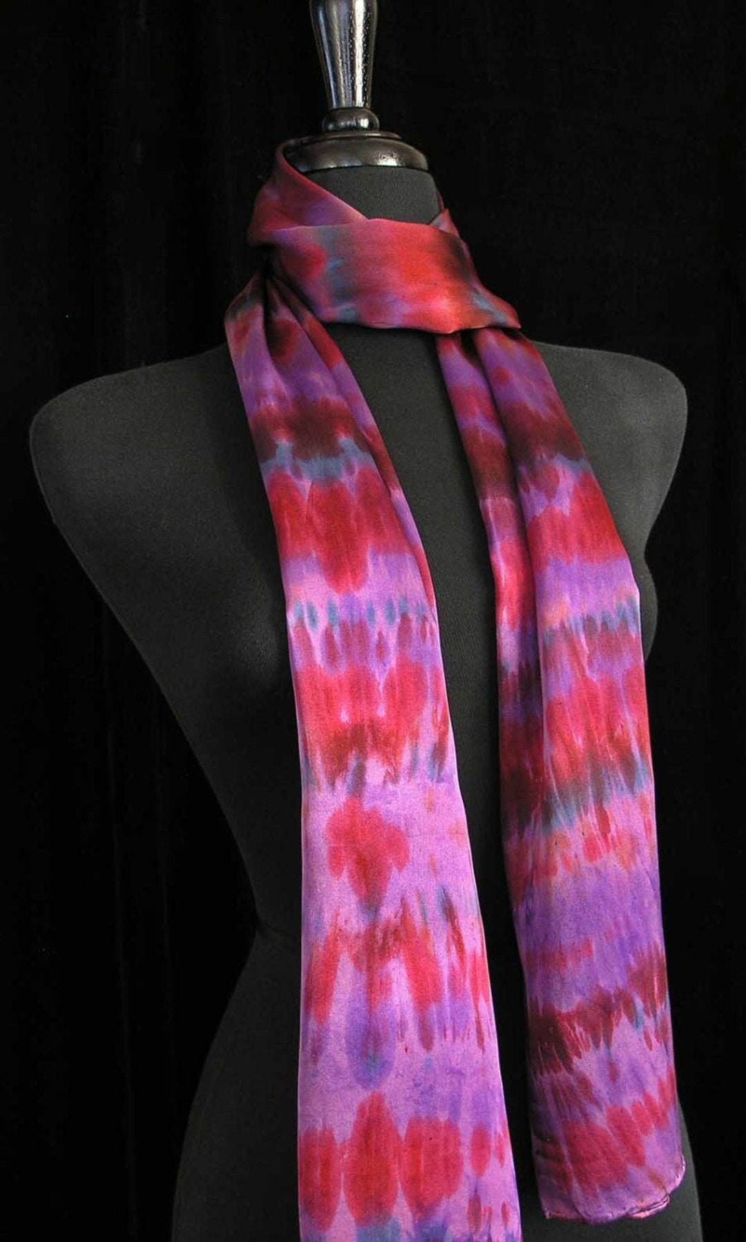 Red Pink Rose Scarf Soft Shiny Hand Dyed High Quality SILK Charmeuse ...