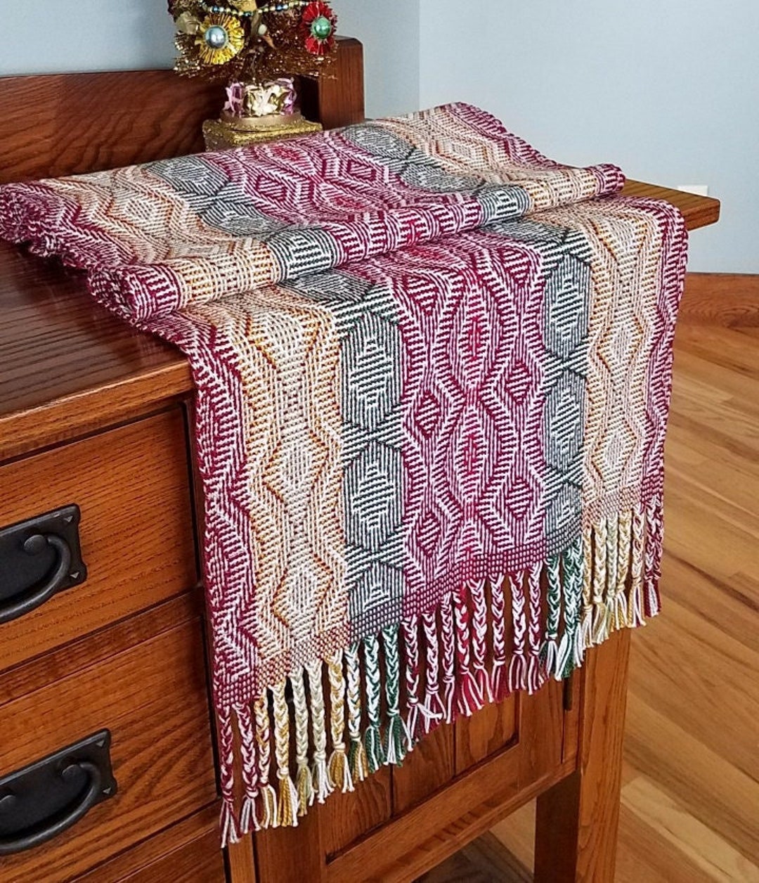 Handwoven Table Runner Unique Christmas Handmade Cotton Runner - Etsy