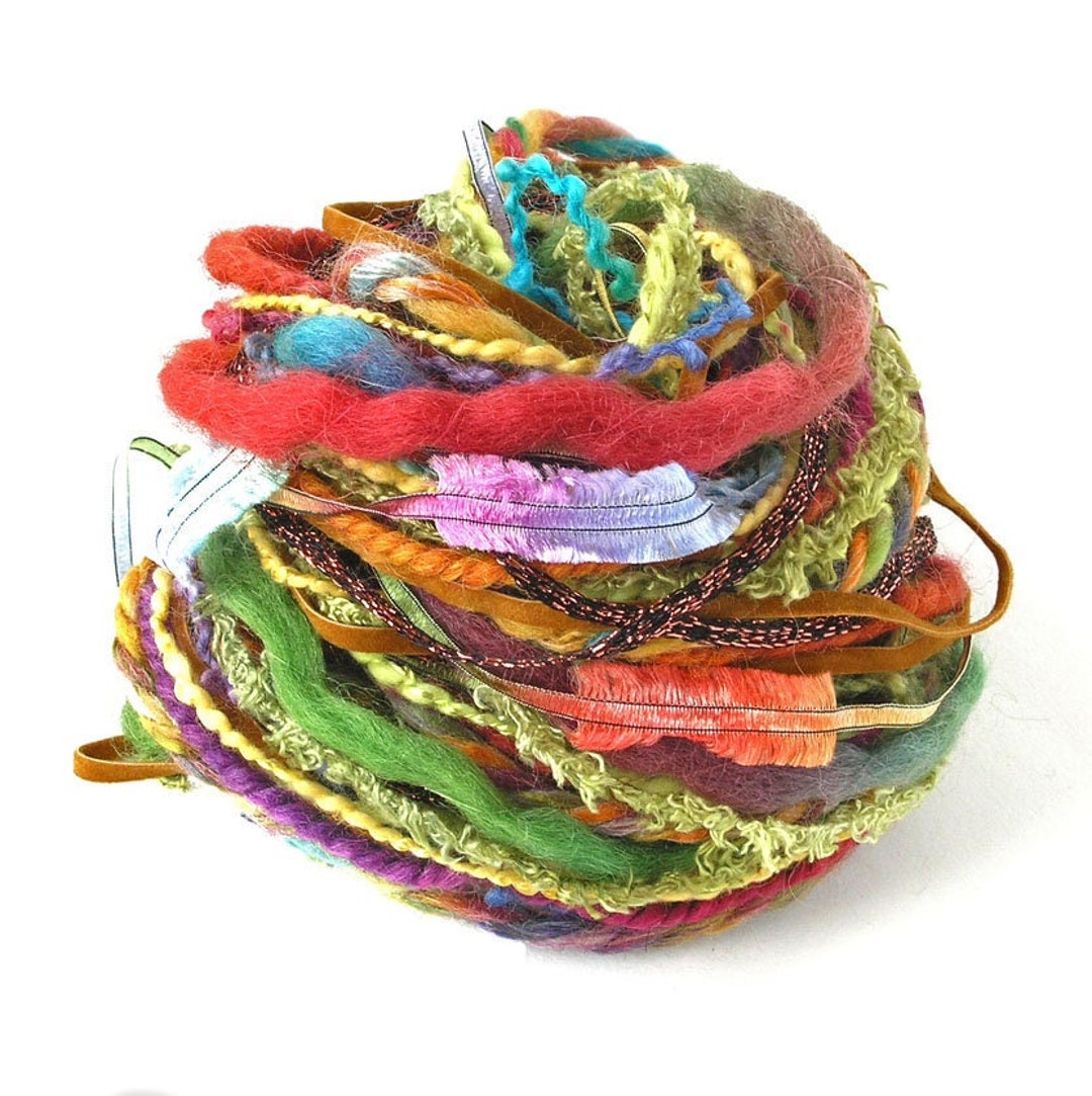 Art Yarn Bundle Mixed Fiber Novelty Textile Sampler Pack 10 Unique Hand ...