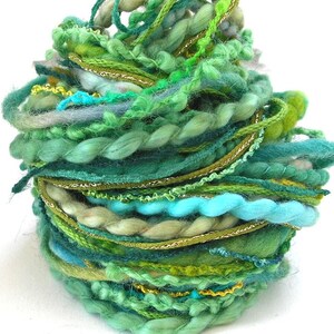 Art Yarn Bundle Mixed Media Textile Fiber Sampler Pack 10 Unique Green ...