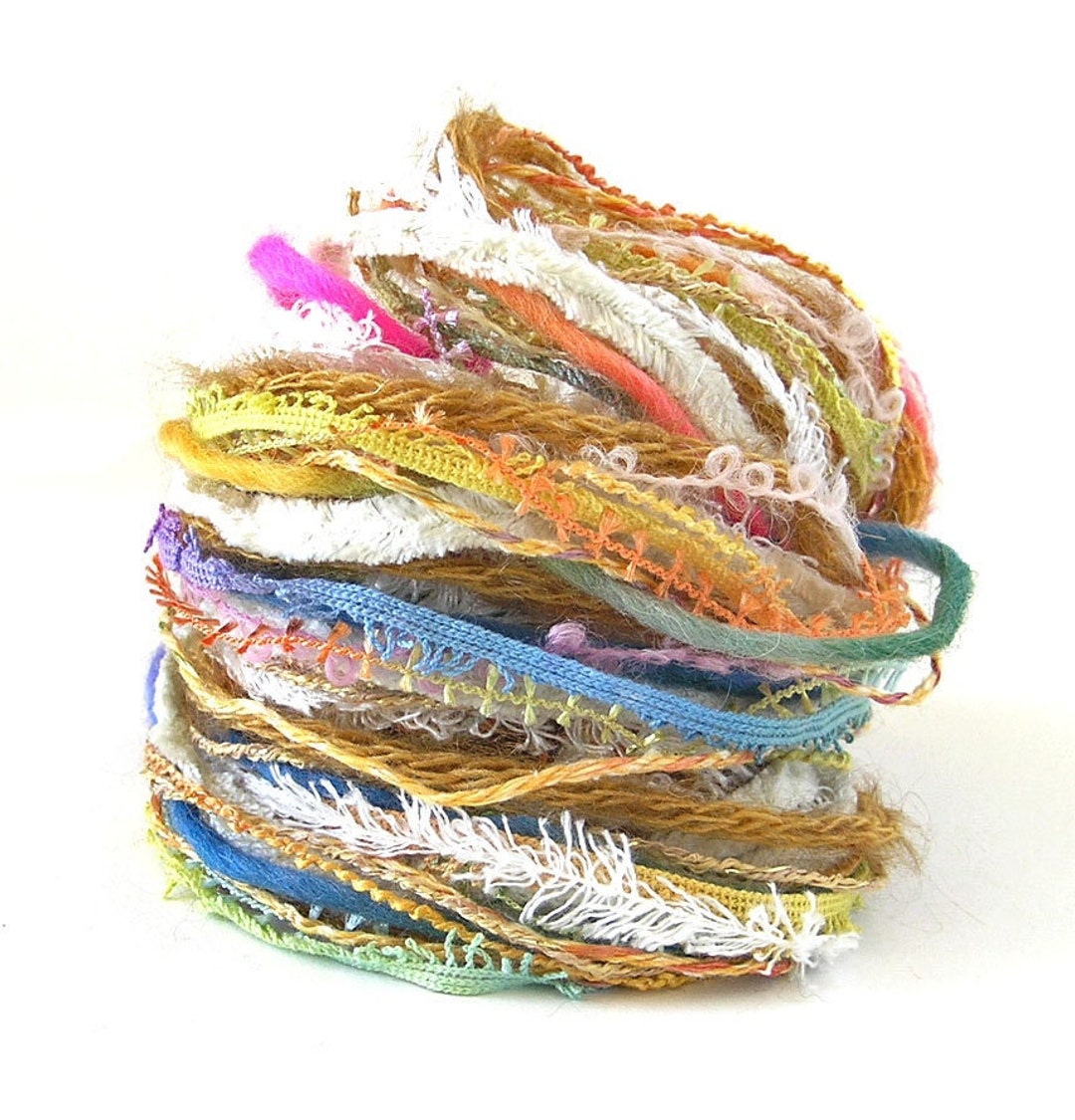 Art Yarn Bundle Mixed Fiber Yarn Sampler Pack Unique Novelty Trim ...