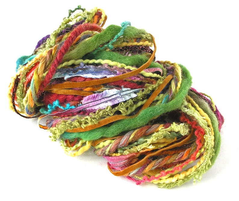 Art Yarn Bundle Mixed Fiber Novelty Textile Sampler Pack 10 Unique Hand ...