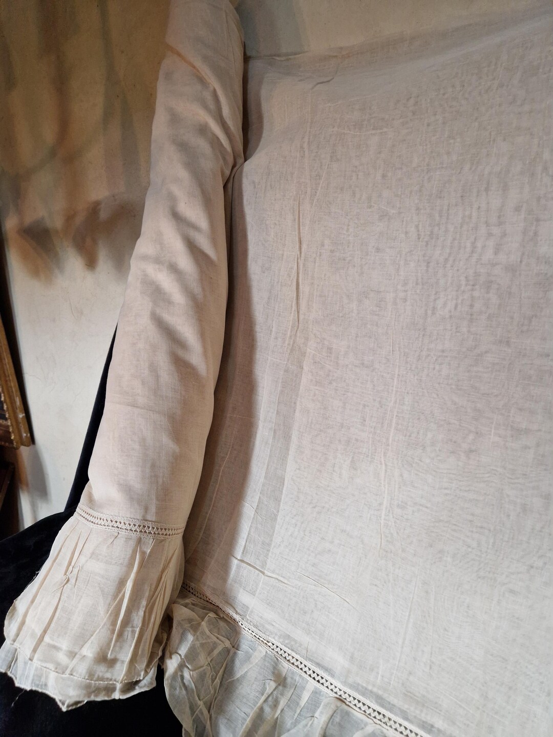 Rare Large Antique French Sheer Curtain Fabric Roll – 11 Meters (36 ...