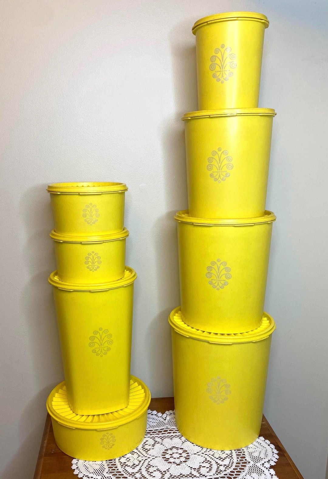 Vintage Yellow Tupperware Canister Set | Includes 8 Canisters With ...