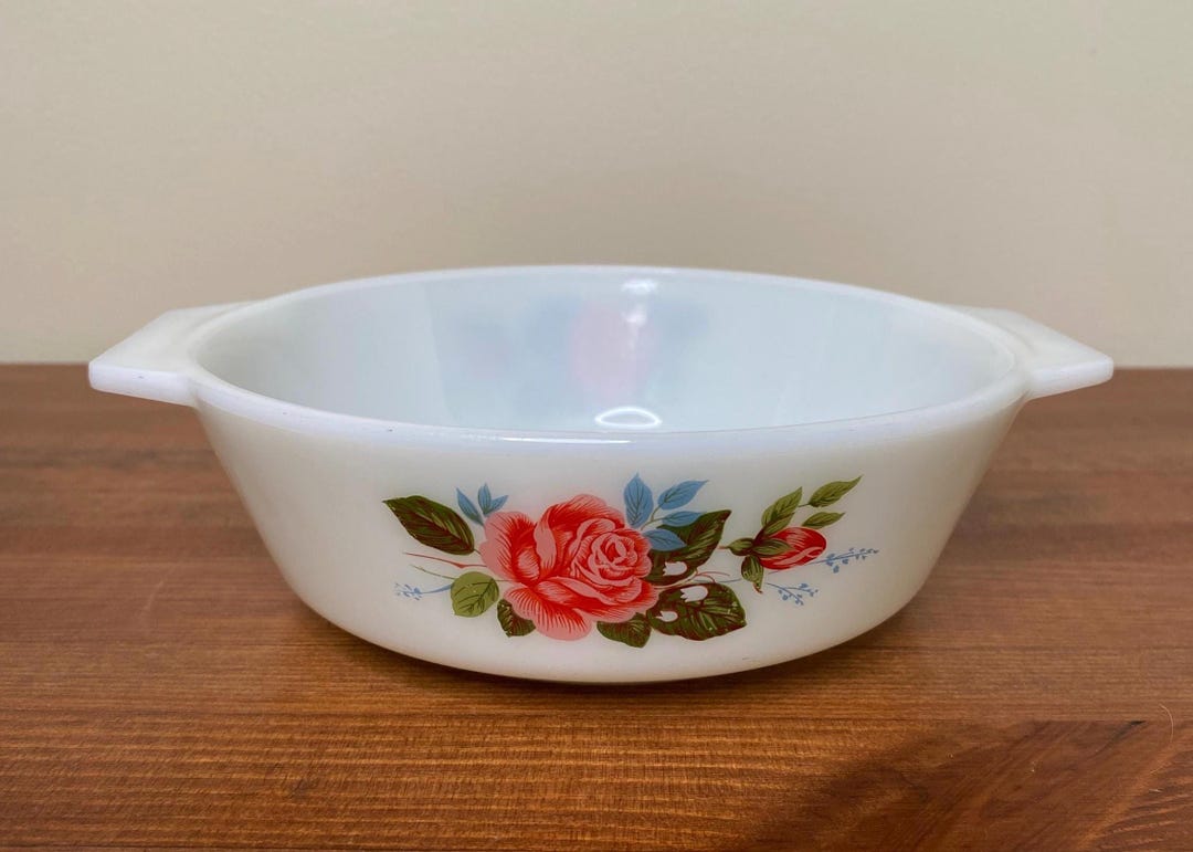 Vintage JAJ (pyrex) Rose Design Casserole/baking Dish #513 Made in ...