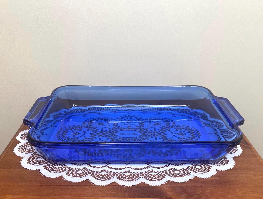 Vintage Anchor Hocking 2 Qt Cobalt Blue Glass Baking Dish – Retro ...