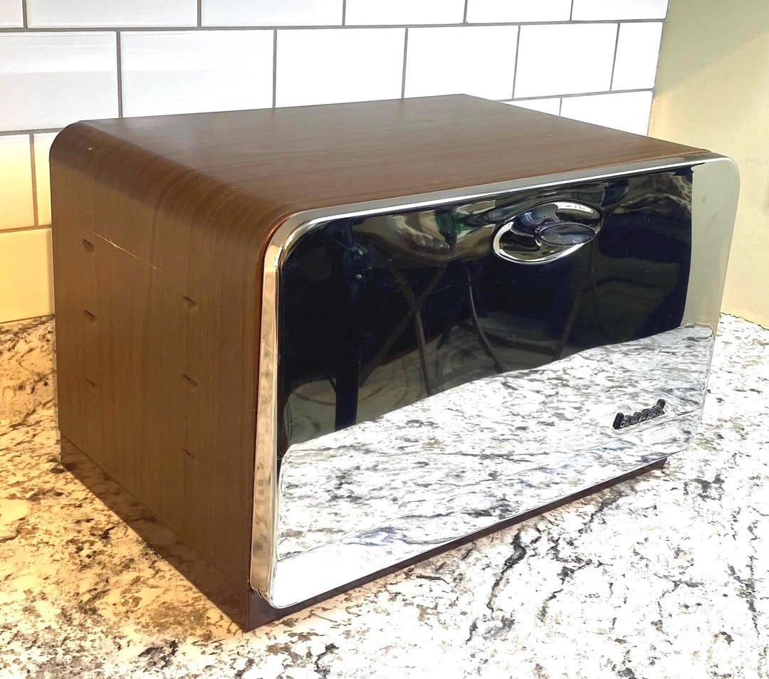 Vintage Kenmore Bread Box With Wood Grain Design and Chrome Door ...