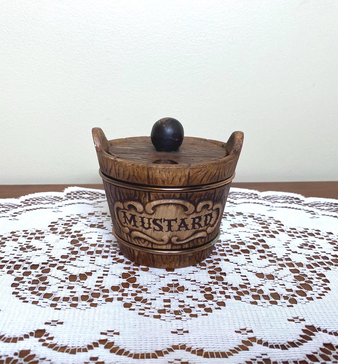 Vintage Treasure Craft Barrel Mustard Condiment Jar With Lid | Retro ...
