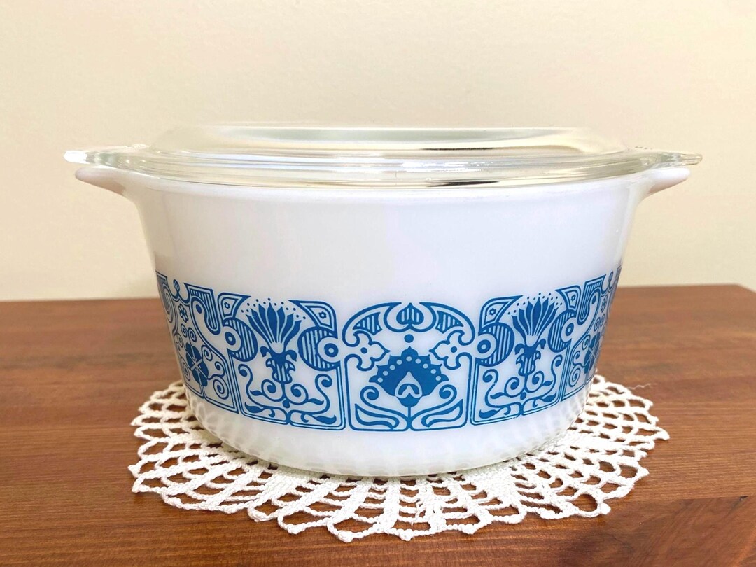 Vintage Pyrex Blue Horizon Design Casserole Baking Dish With Lid 1Q ...