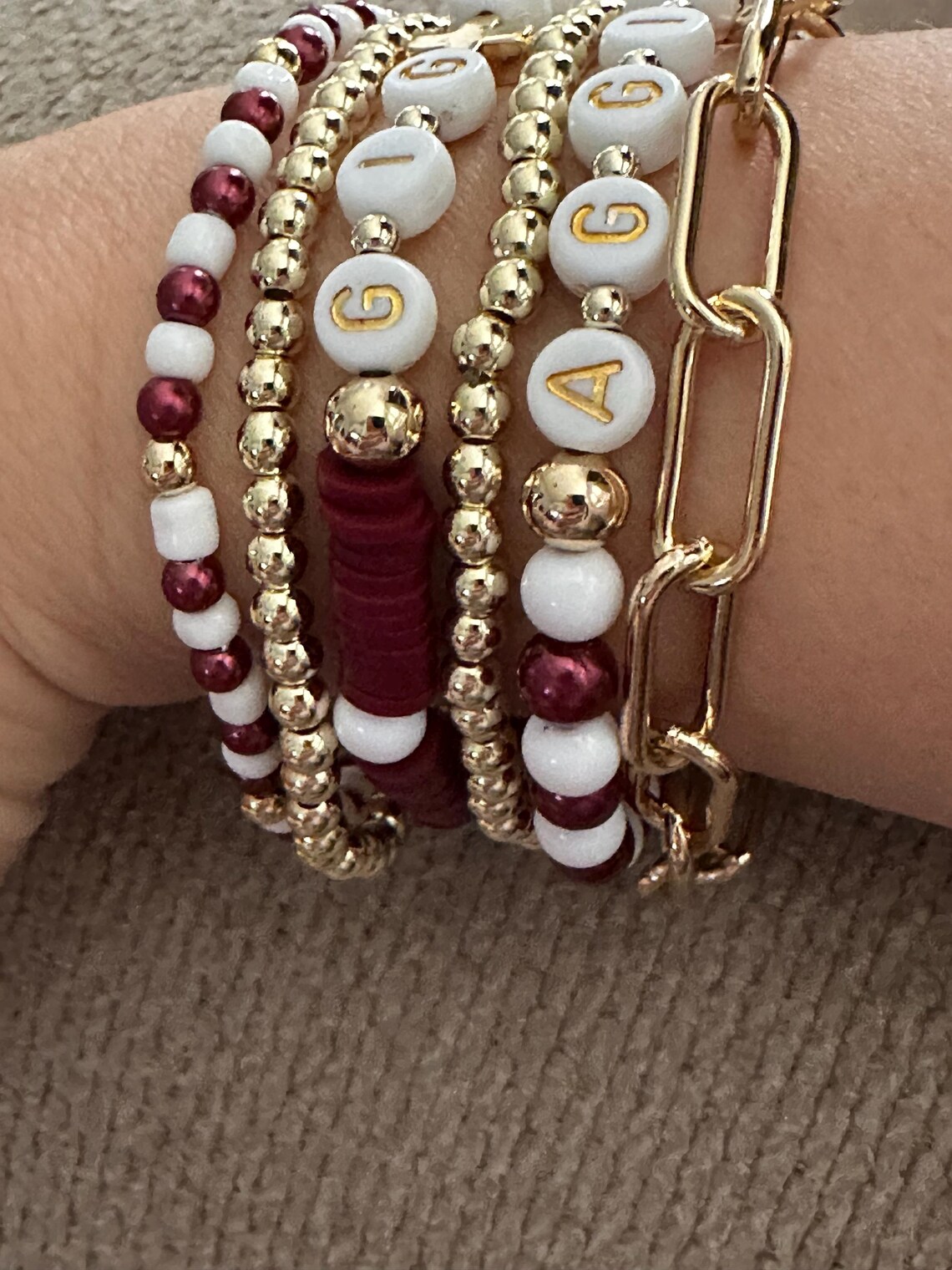 Custom College Spirit Bracelet Stack | Set of 6 | School Color Stretch ...