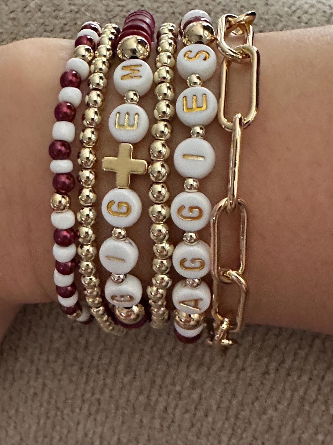 Custom College Spirit Bracelet Stack | Set of 6 | School Color Stretch ...