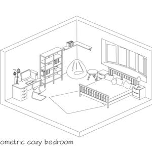 Axonometric Bedroom CAD Block + 3D CAD File + 2D PDF - Etsy