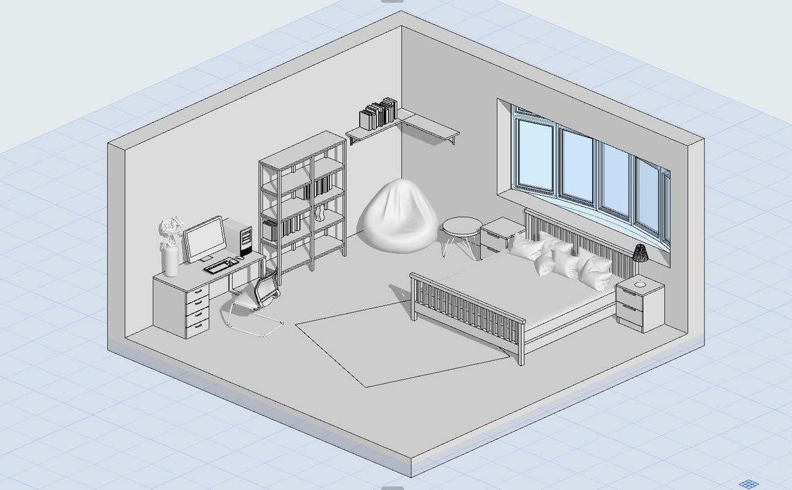 Axonometric Bedroom CAD Block + 3D CAD File + 2D PDF - Etsy