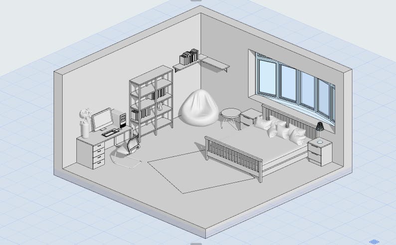 Axonometric Bedroom CAD Block + 3D CAD File + 2D PDF - Etsy