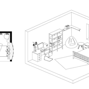 Axonometric Bedroom CAD Block 3D CAD File 2D PDF - Etsy