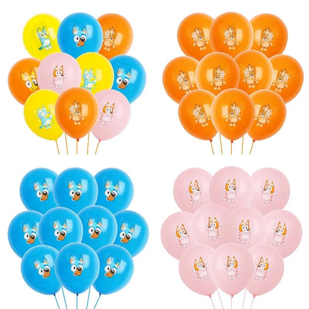 10/30PCS Bluey Cartoon Printed 12-inch Latex Balloons Pink, Blue, and ...