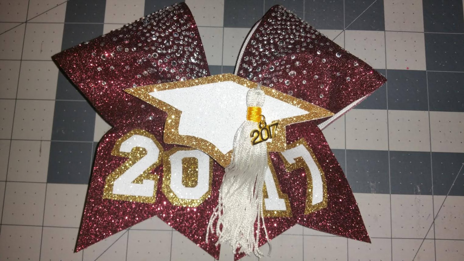 Graduation Bow. You Choose Glitter Colors / Rhinestone Custom Design ...