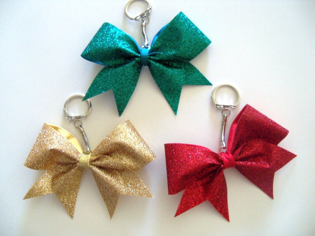Glimmer Glitter Cheer Bow Key Chain - Etsy