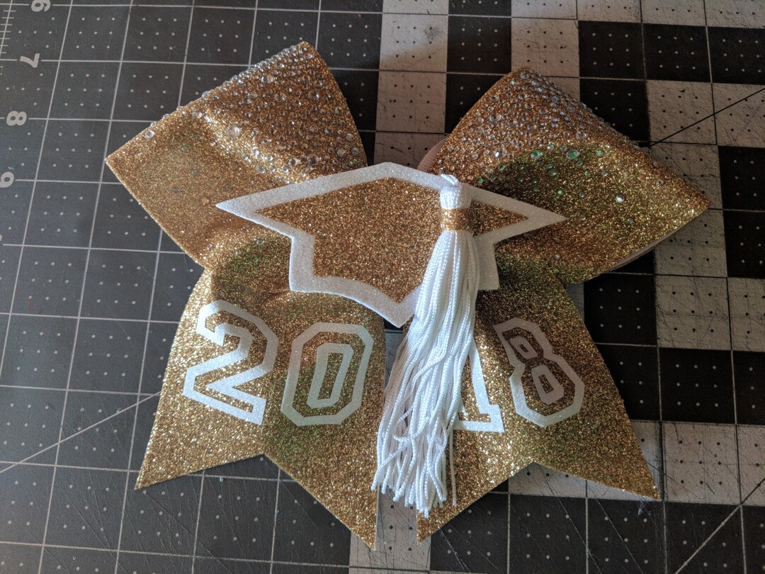 Graduation Bow. You Choose Glitter Colors / Rhinestone Custom Design ...