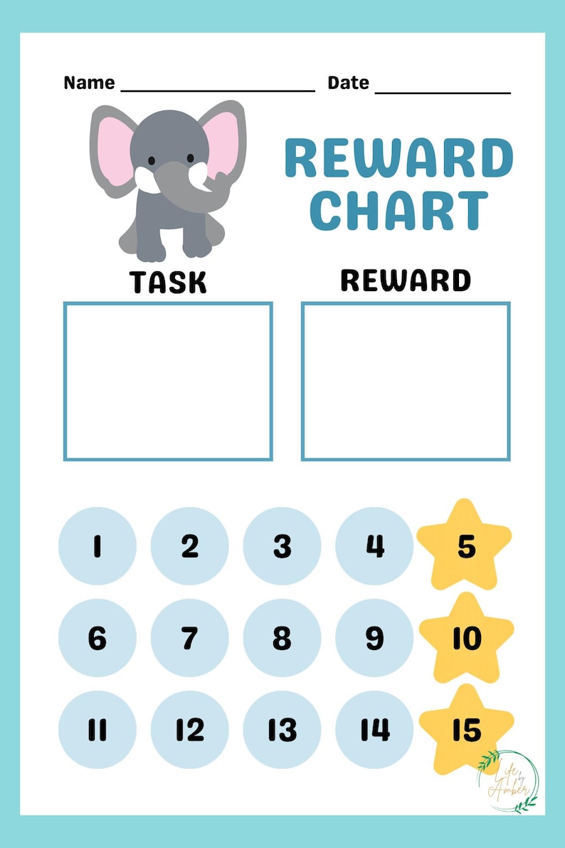 Reward Charts Animal Theme, Kids Behavior Charts, Motivational Reward ...