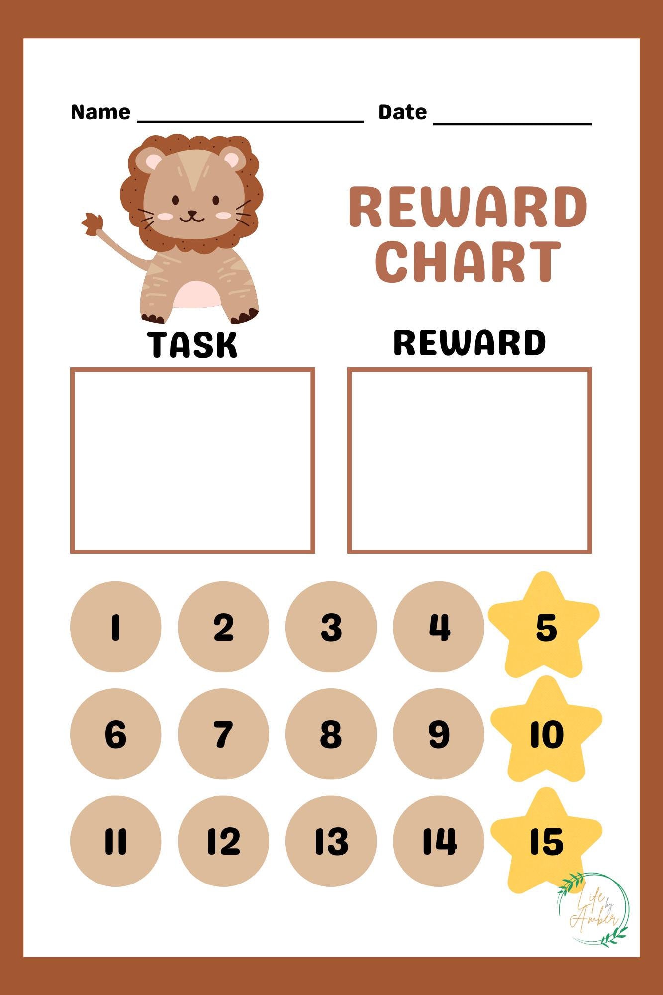 Reward Charts Animal Theme, Kids Behavior Charts, Motivational Reward ...